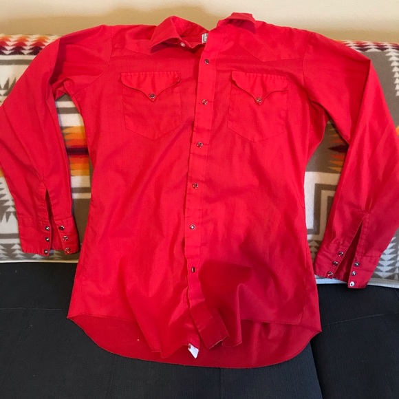 H Bar C | Shirts | Vintage H Bar C Pearl Snap Red Cowboy Shirt | Poshmark